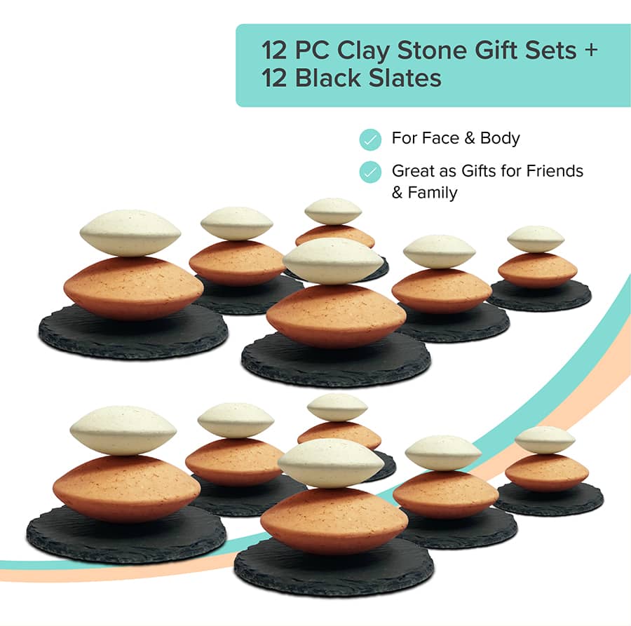 12 PC Clay Stone Sets – With Black Slate Bases – Pryshan Uk